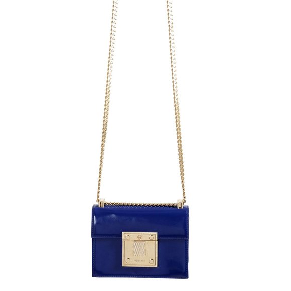 Versace | Bags | Versace 0 Leather Blue Crossbody Shoulder Bag | Poshmark